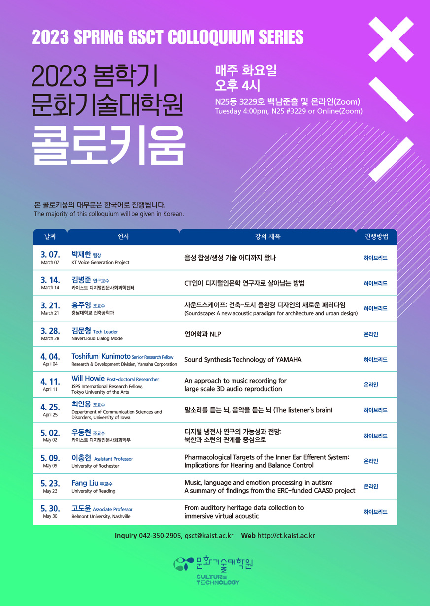 2023 봄학기 KAIST 문화기술대학원 콜로키움 – KADH / 한국디지털인문학협의회