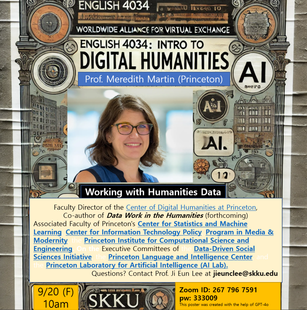 [특강] Working with Humanities Data (Meredith Martin) – KADH / 한국디지털인문학협의회